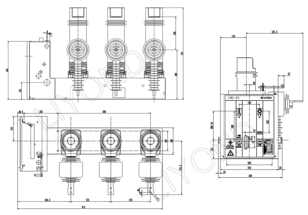 VBI-24 Side Mounted Vacuum Circuit Breaker With 3 Current Transformers ...